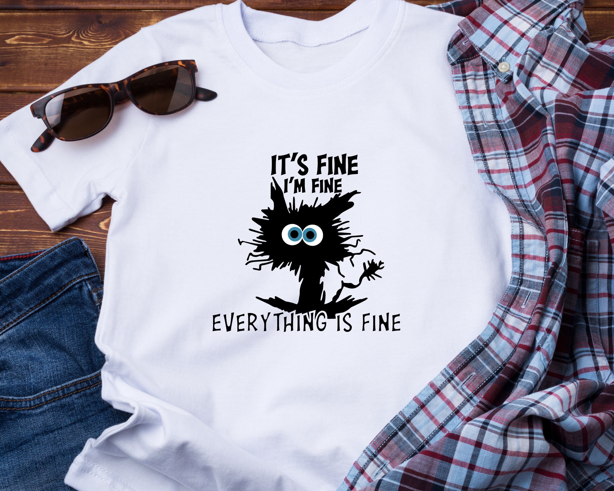 It's Fine I'm Fine Everything is Fine SVG Black Cat - Etsy