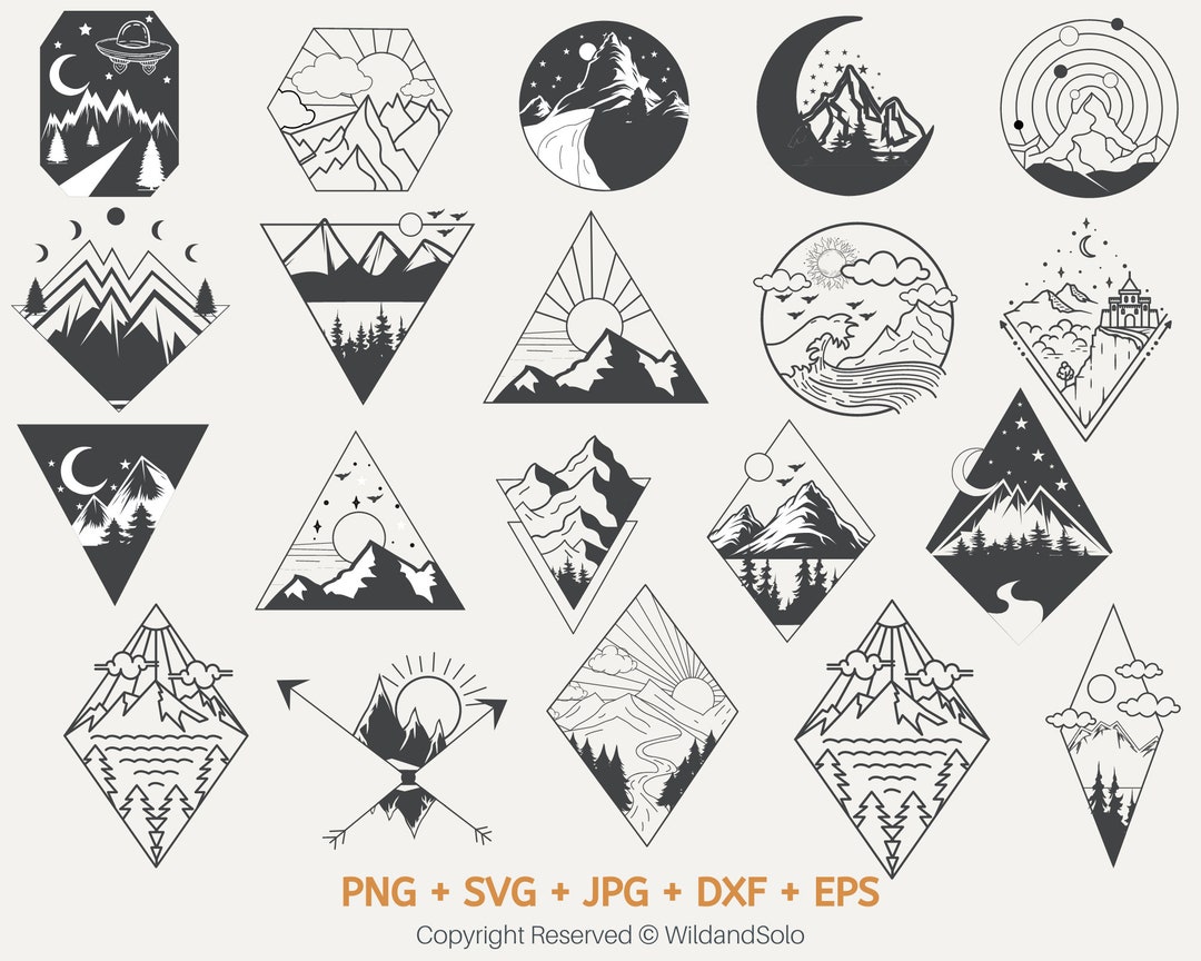 Geometric Mountain Svg Bundle, Trees Svg, Camping Svg, Camping Outdoors ...