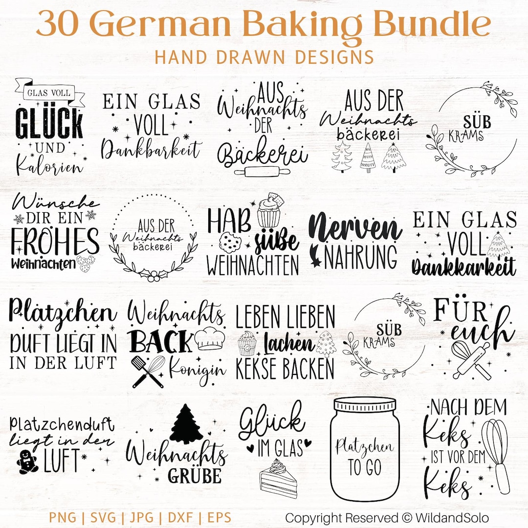 30 Baking Svg Bundle, German Plotter File Baking Christmas, Sprüche ...