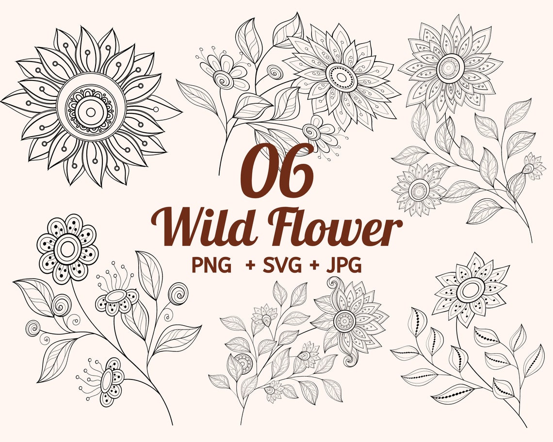 Wildflowers Svg Floral Svg Wild Flower Svg Flower Sketch - Etsy