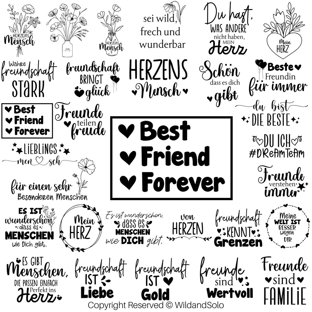 German Plotter File Best Friend, German Svg Bundle, Friendship Design ...