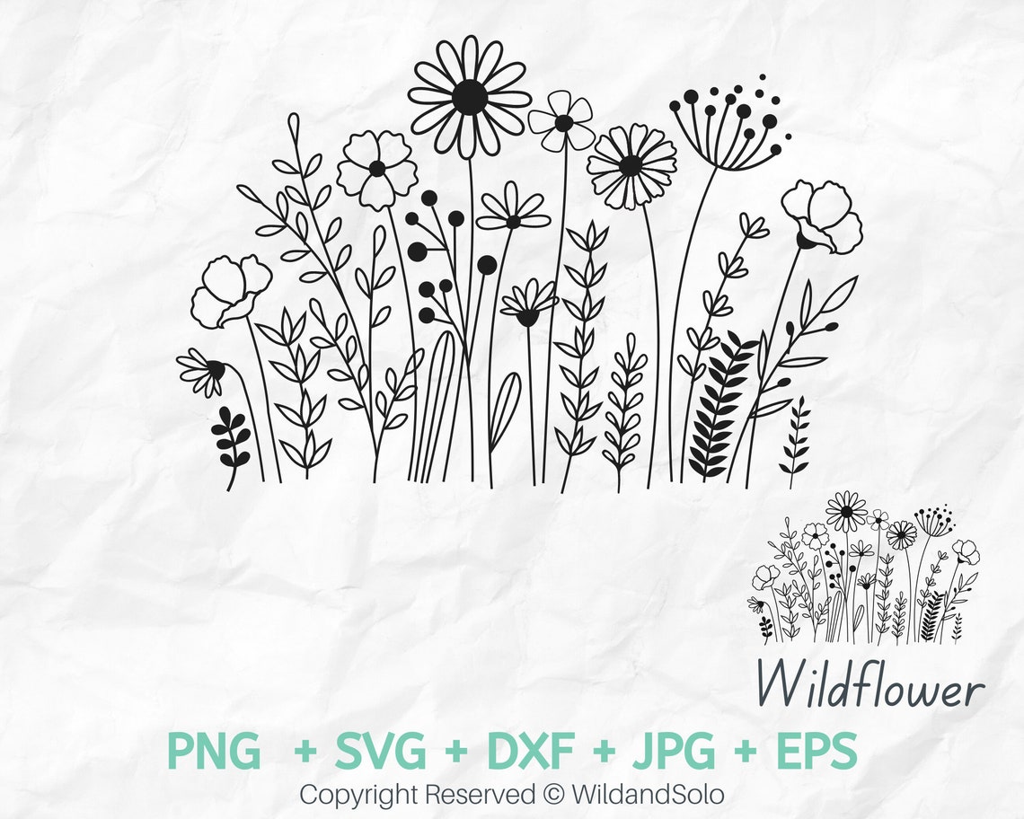 Wildflowers Svg Bouquet SVG Floral Svg Nature Svg Split - Etsy