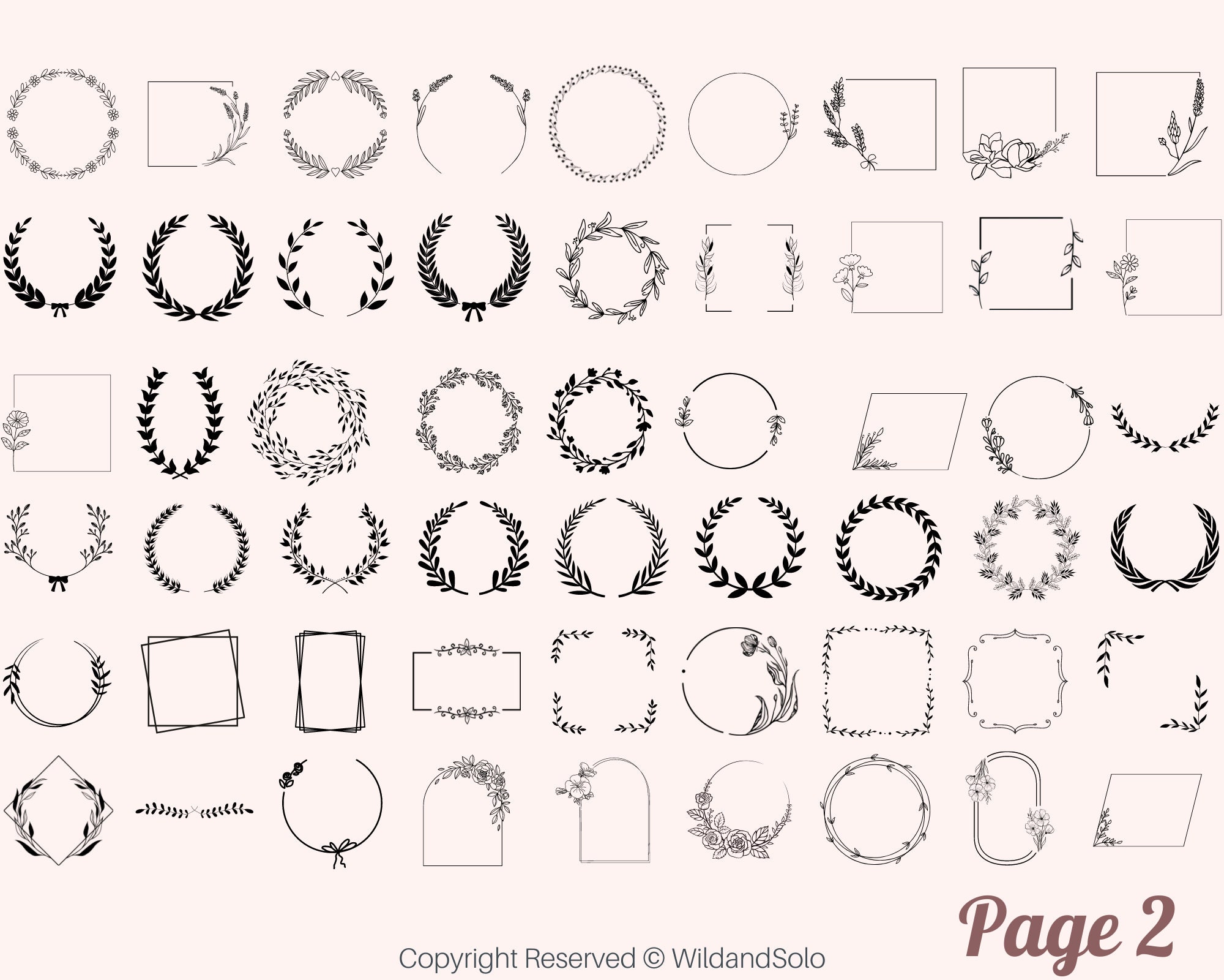 Circle Svg Bundle Floral Wreath Svg Heart Laurel Wreath Svg - Etsy ...