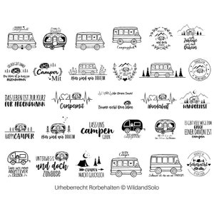 30 Plotterdatei Camping Wohnwagen SVG Bundle, Digistamp Camping, Plotterdatei Wohnmobil ...