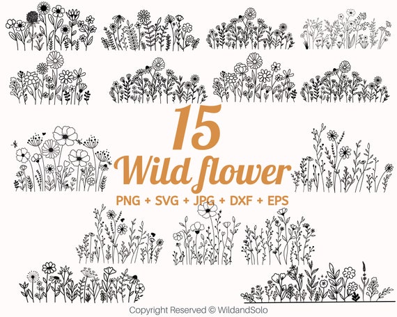 Wildflowers Svg Floral Frame Svg Split Monogram Svg Flower - Etsy