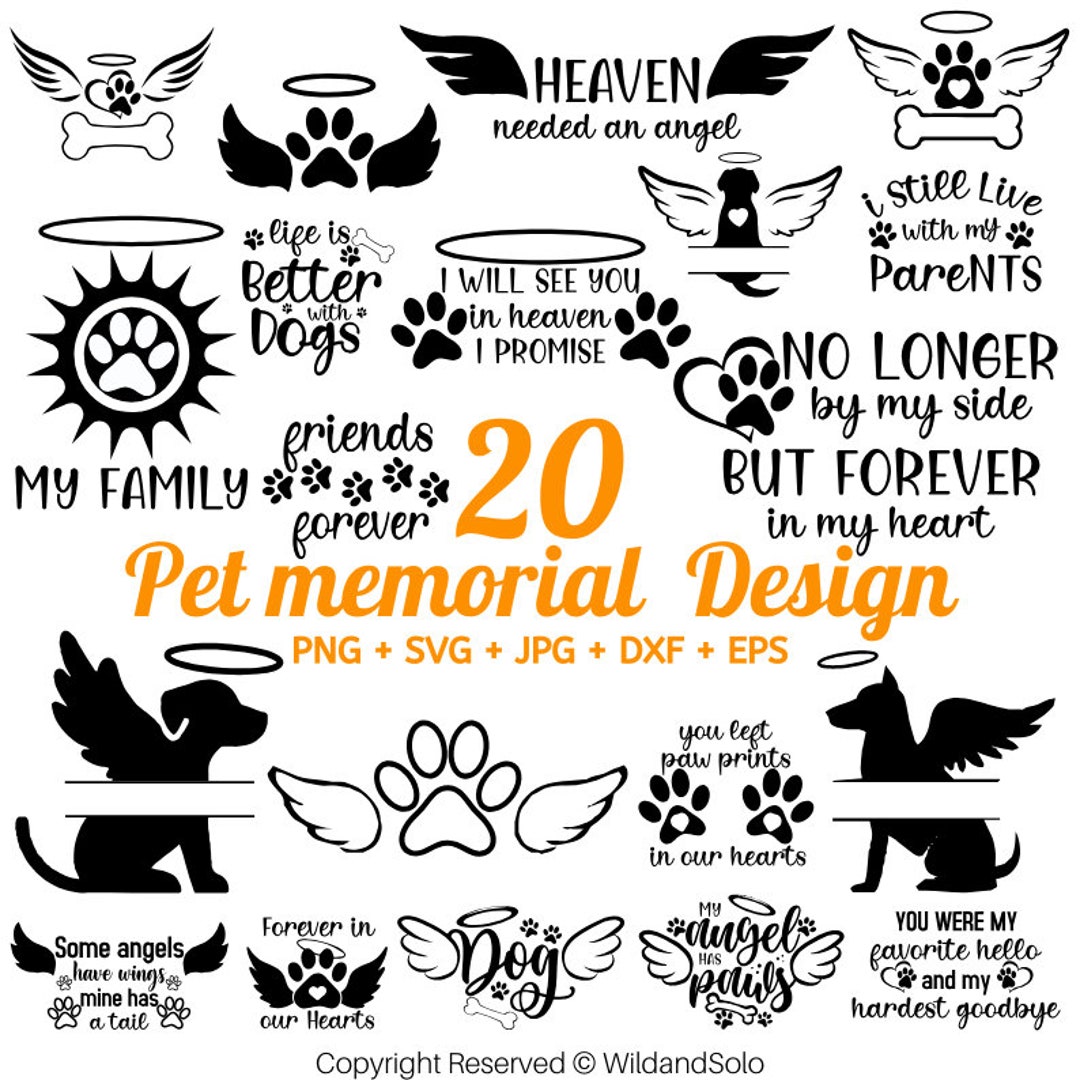Pet Memorial Svg Bundle, Animal Lover Svg, Dog Memorial Paw Prints ...
