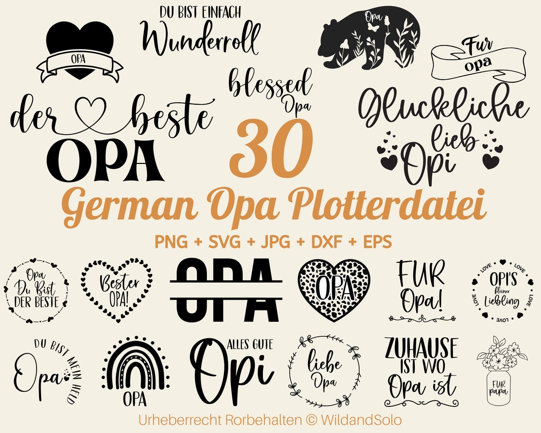 30 German Opa Plotter File Svg German Phrases Svg Flower - Etsy