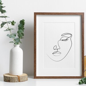 06 Line Art Woman Cake Topper Svg, Lady Face One Line, One Line Woman ...