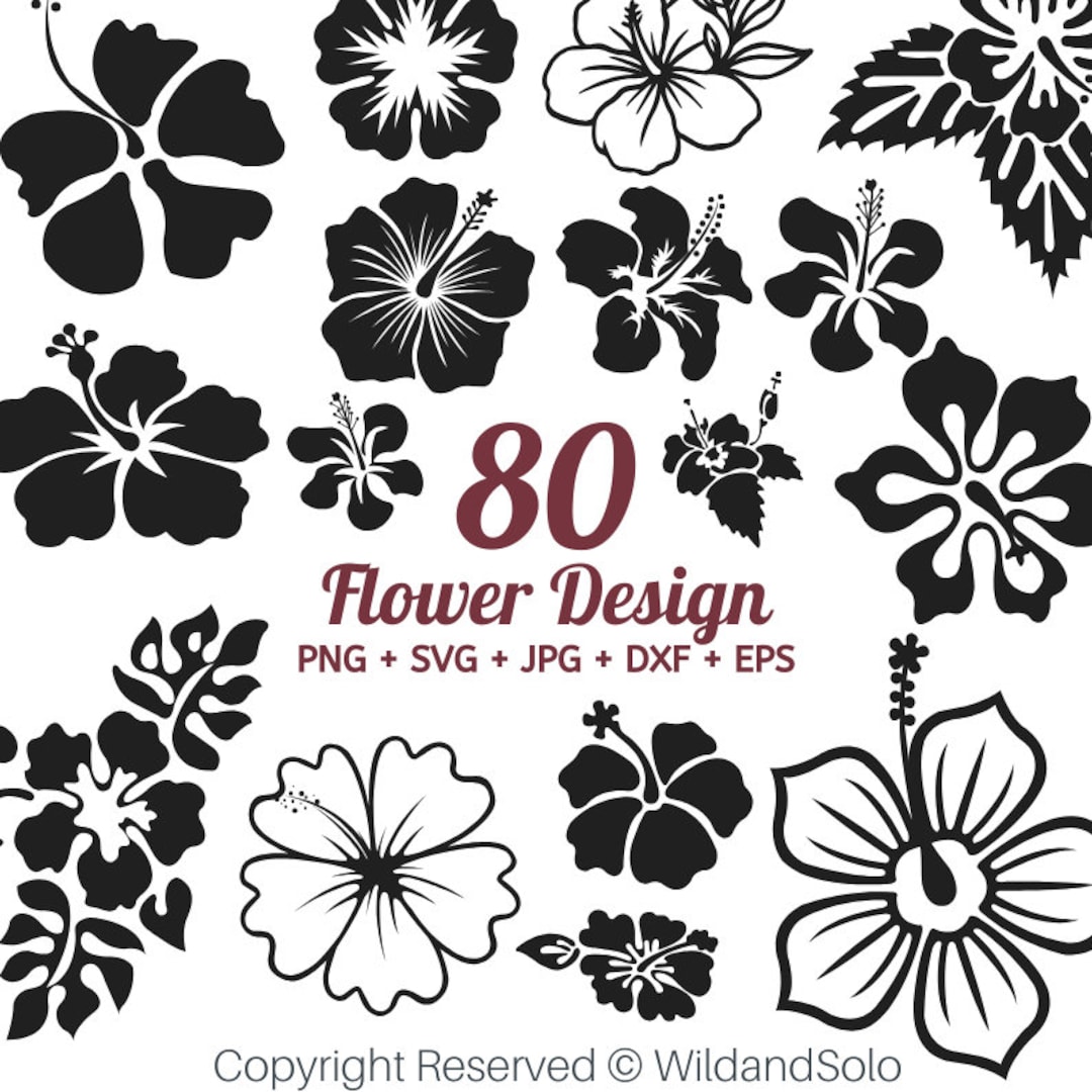 80 Flower Svg Bundle, Hawaiian Flower Svg, Flower Svg, Hawaii Hibiscus ...
