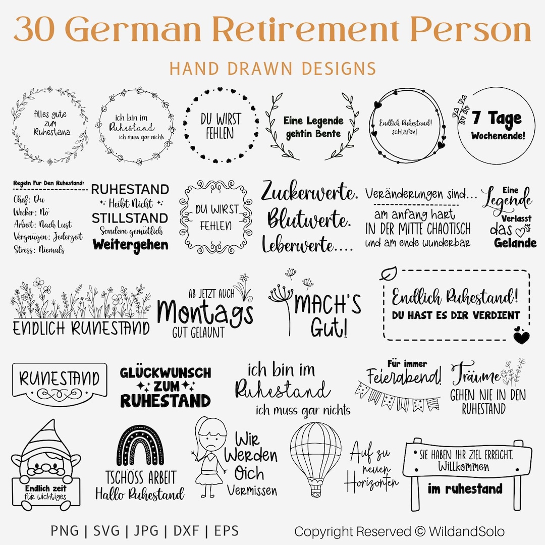 30 German Retirement Person Svg Bundle, Retired Svg, Plotter File ...