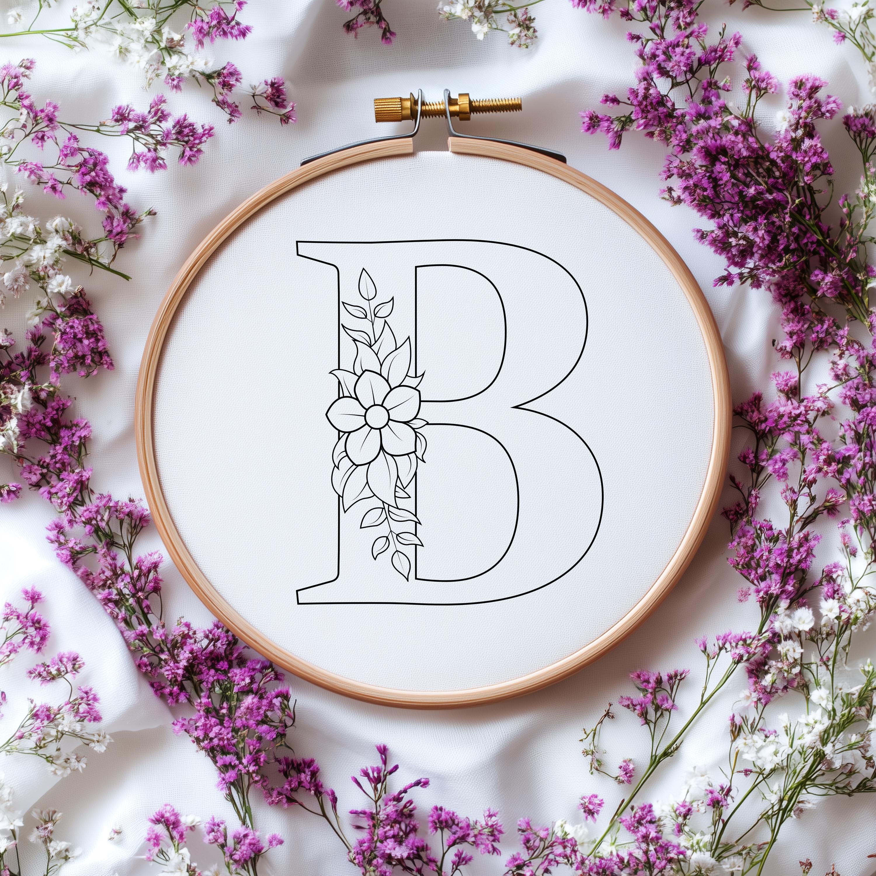 Floral Alphabet Embroidery Pattern, 26 Flower Letter Embroidery PDF ...