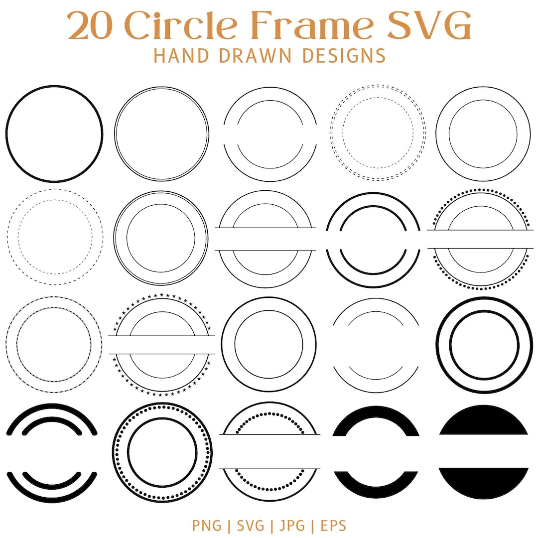 Circle Frame Svg Bundle, Double Circle Frame SVG, Round Frame, Border ...