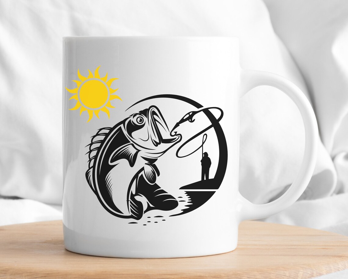 Fisherman Catching Fish Svg, Fishing Rod Svg, Bass Fishing Clipart ...