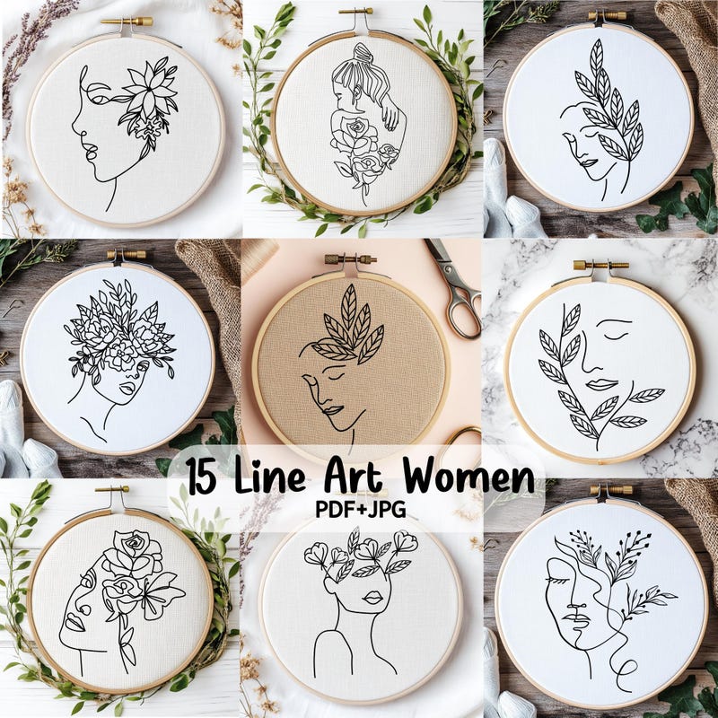 Line Art Embroidery - Etsy