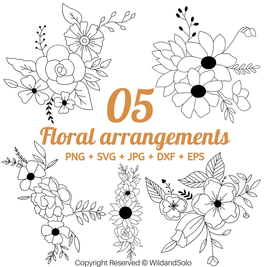 15 Flower Arrangement Svg Bundle, Floral Bouquet Svg, Bouquet Svg, Hand ...