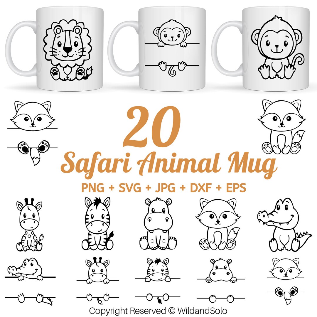 Safari Animals Mug SVG Bundle, Student Name Tag, School Classroom Label ...