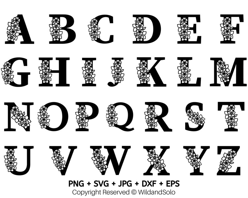 26 Floral Alphabet Svg Floral Letter Svg Flower Alphabet - Etsy