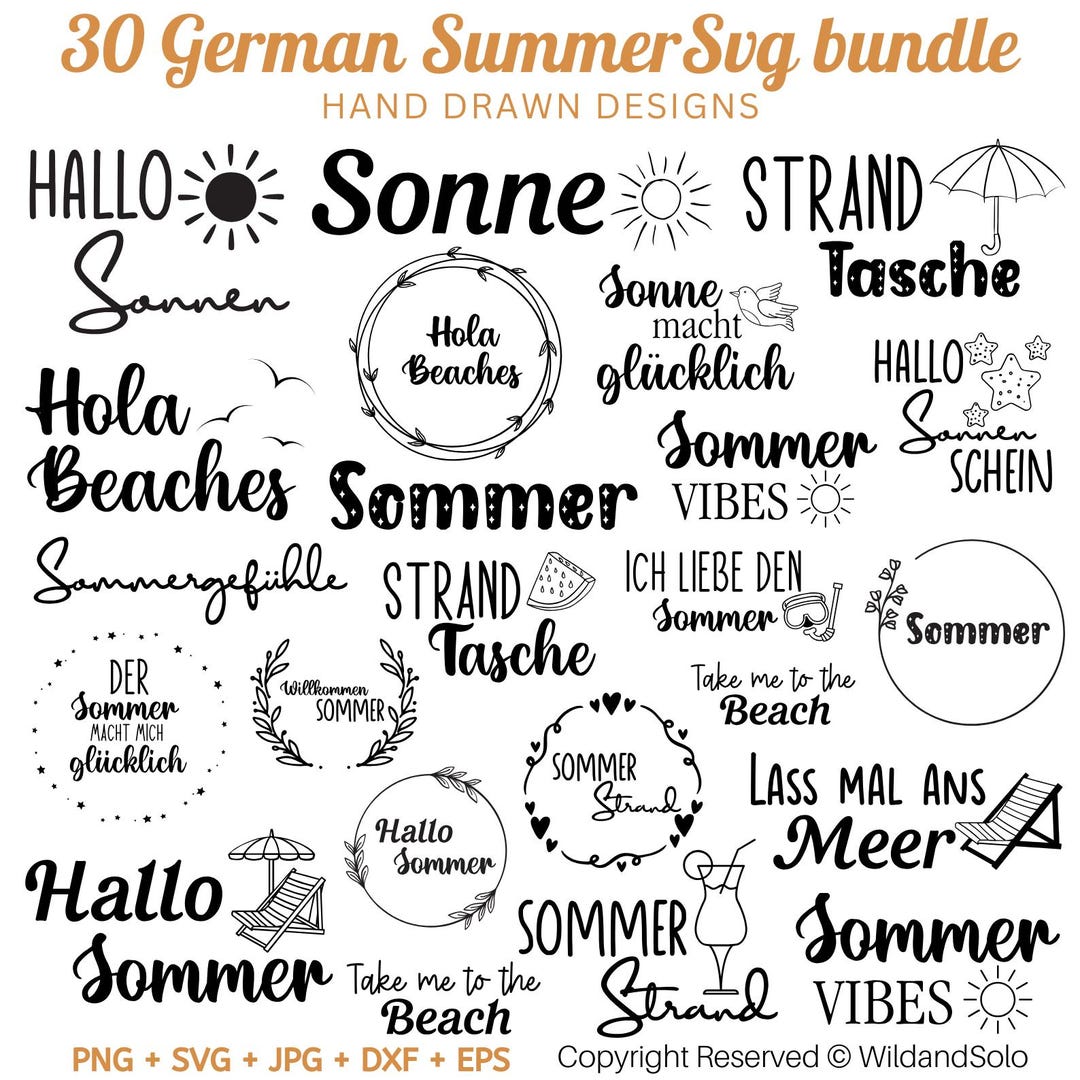 30 German Sommer SVG Bundle, Sommer Spruch SVG, Deutsches Design ...
