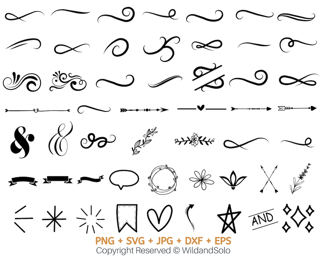 Swirl Svg Bundle Swoosh Svg Flourish Svg Decorative - Etsy Canada