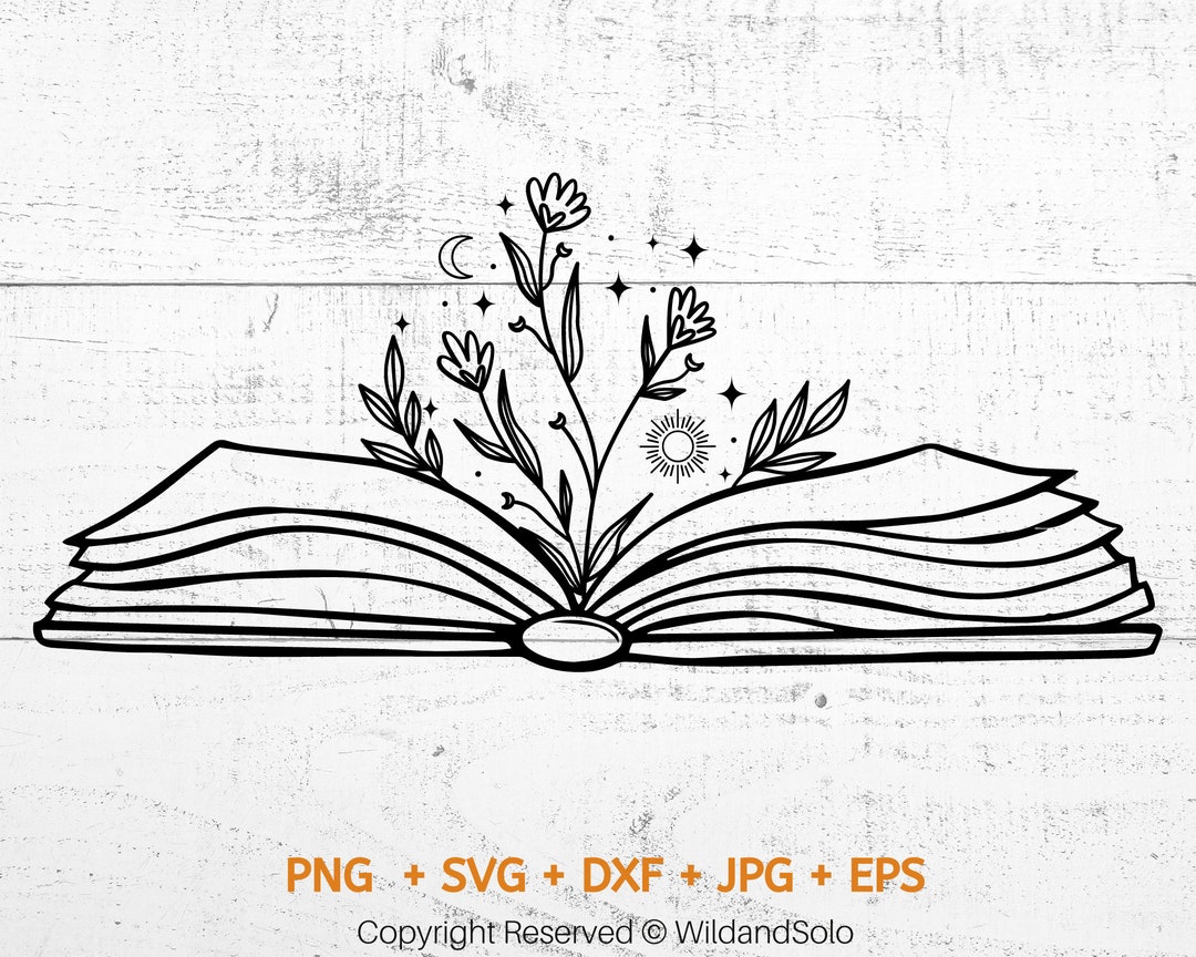 Floral Book Svg, Book With Flowers Svg, Reading Svg, Flowers Growing ...