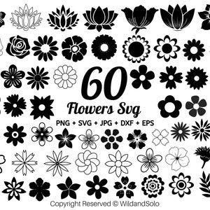Flower SVG Bundle,spring Flowers Svg,retro Daisy Flower, Boho Flower ...