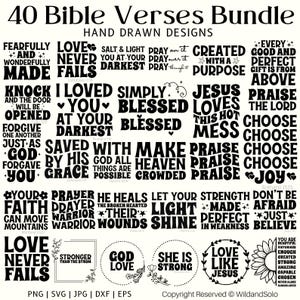 40 Bible Verses Svg Design, Bible Svg Bundle, God Love, Religious Quote ...