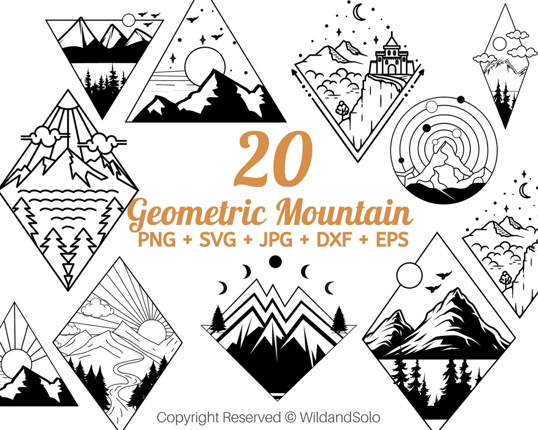 Geometric Mountain Svg Bundle, Camping Outdoors Adventure Svg Bundle ...