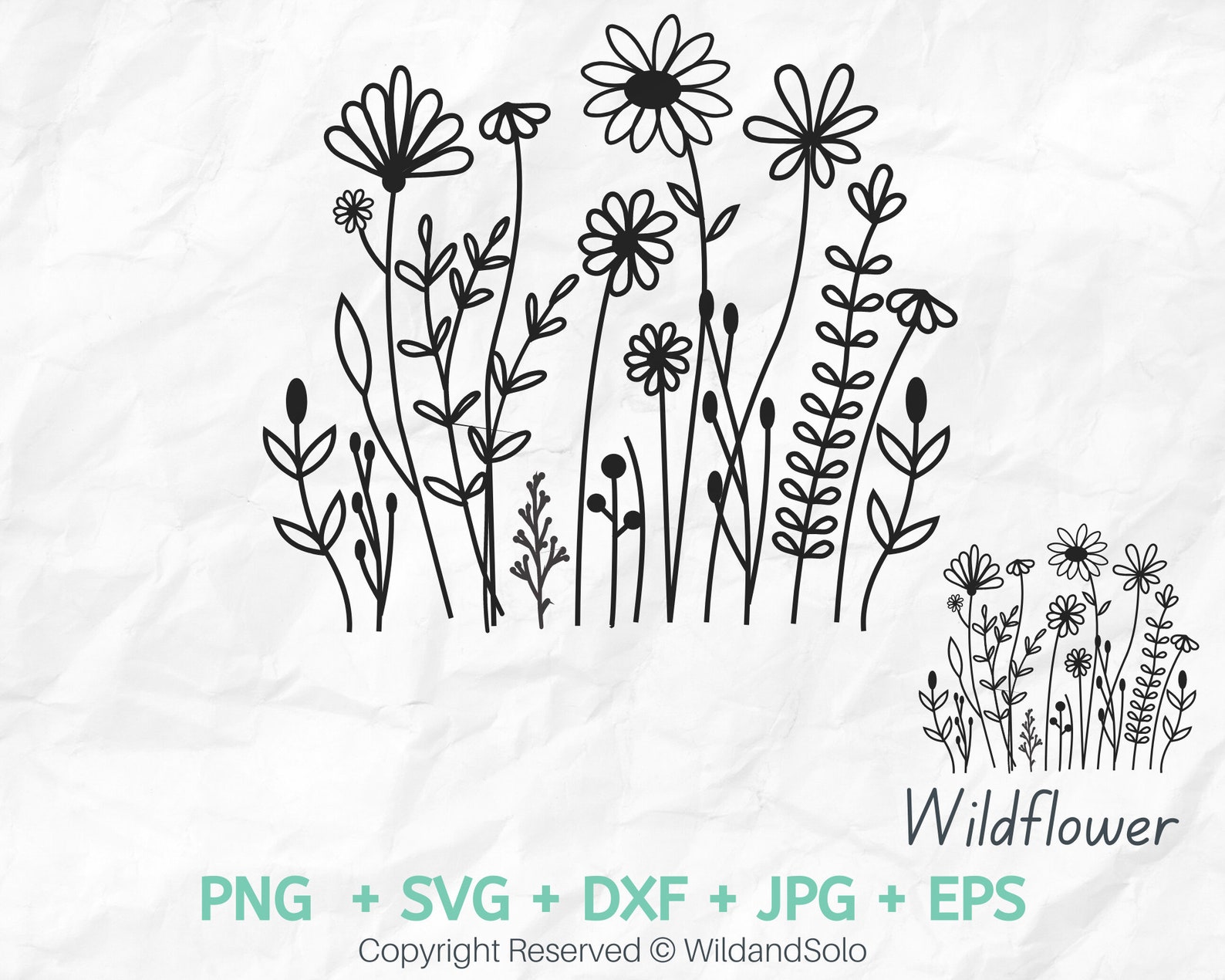 Wildflowers Svg Floral Svg Nature Svg Flower Sketch Svg - Etsy
