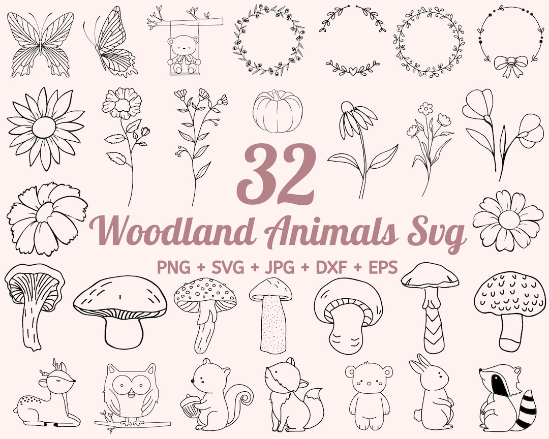32 Woodland Animals Bundle SVG, Animal Doodle Svg Bundle, Safari ...