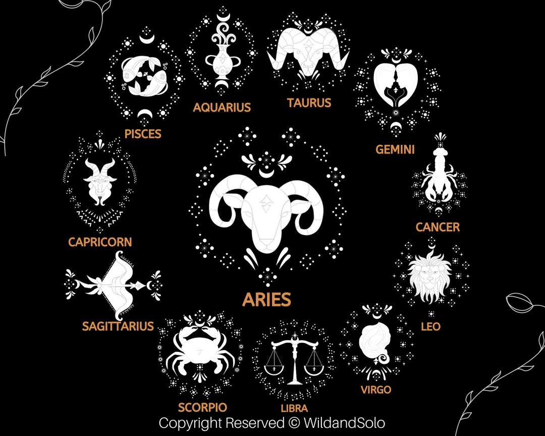 Paquete SVG de 12 signos del zodíaco, Astrología svg, Símbolos del ...