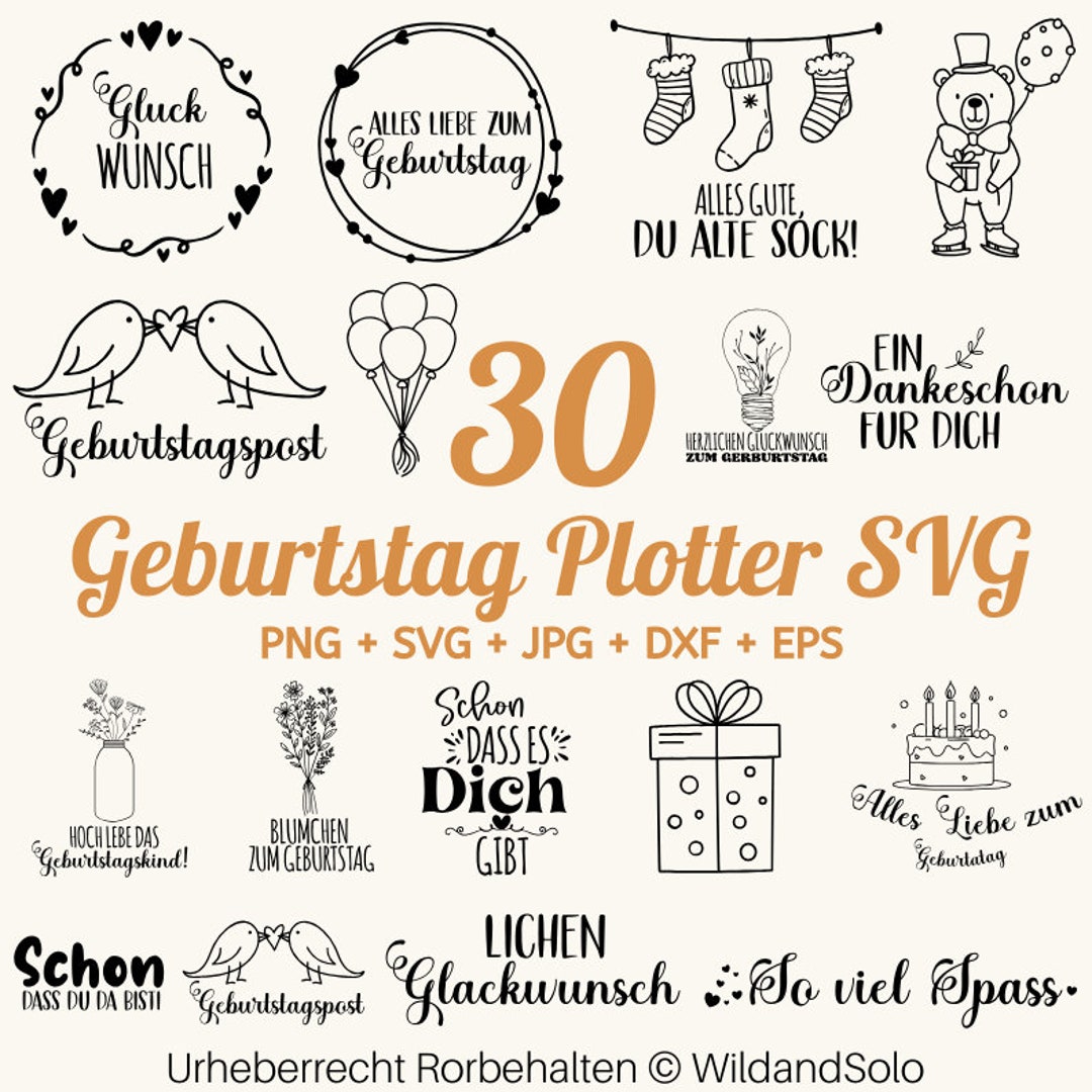 30 Geburtstag Plotterdatei svg Bundle, Geburtstags-Plotterdatei, Happy Birthday, Plotterdatei ...