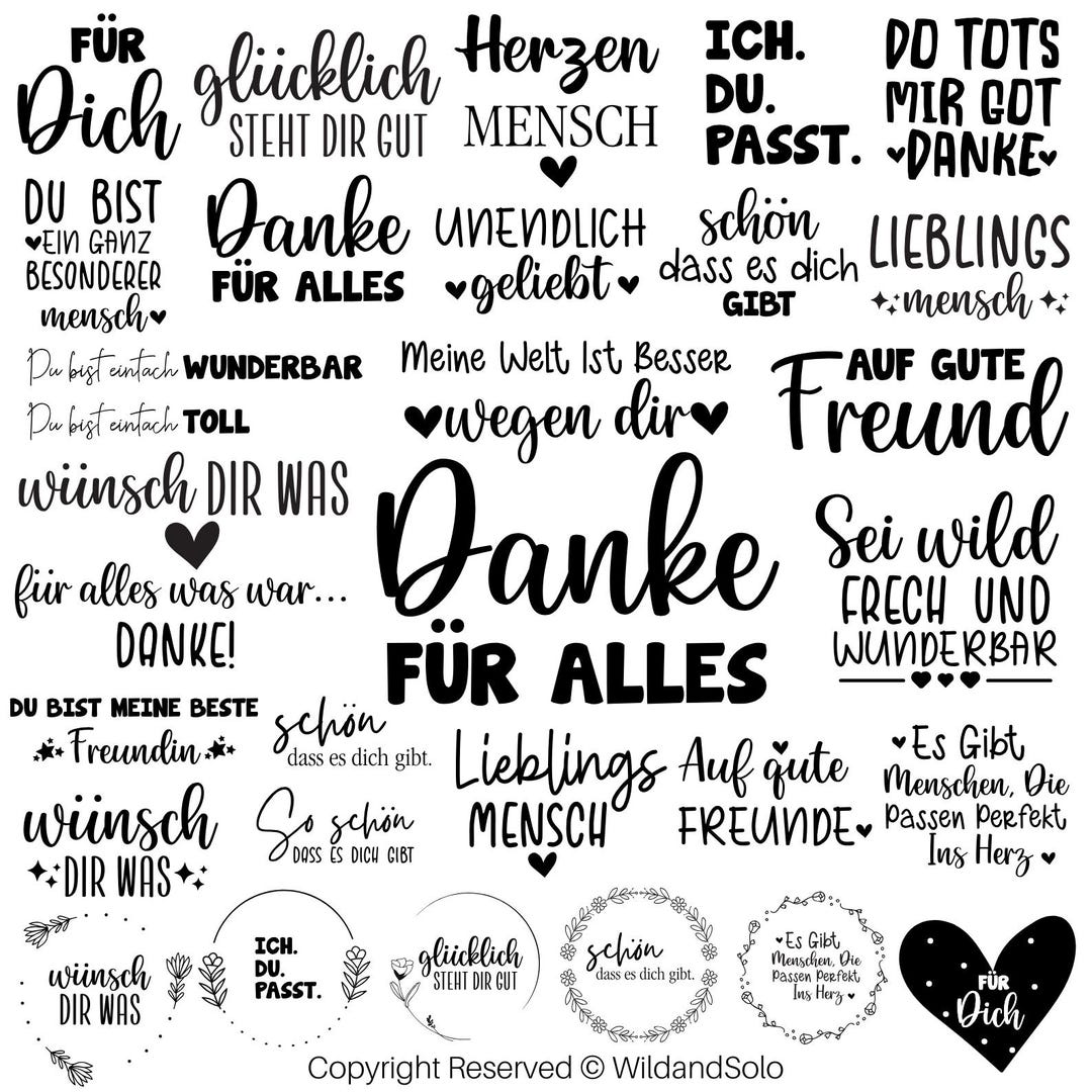 Best Friend German Svg Bundle, Plotter File, German Sayings Svg, Danke ...