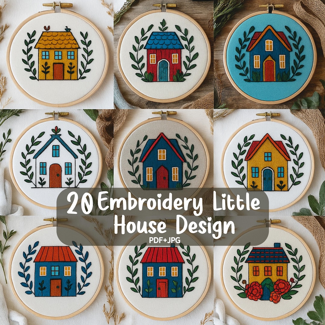 Little Home Embroidery Designs, House Embroidery Pattern, Outline House ...