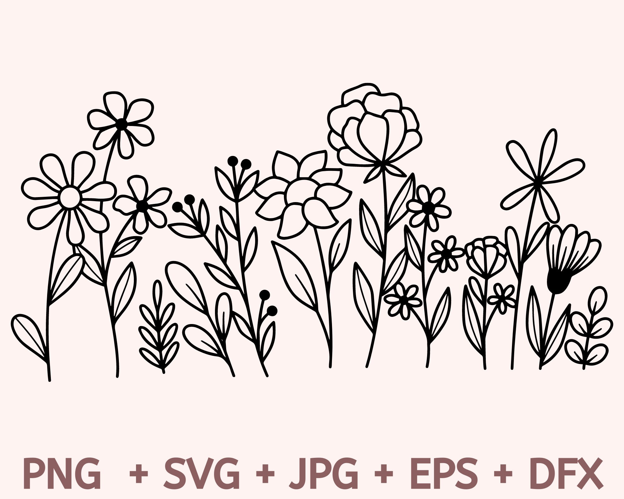 Wildflowers Svg Nature Svg Bouquet SVG Floral Svg Floral - Etsy