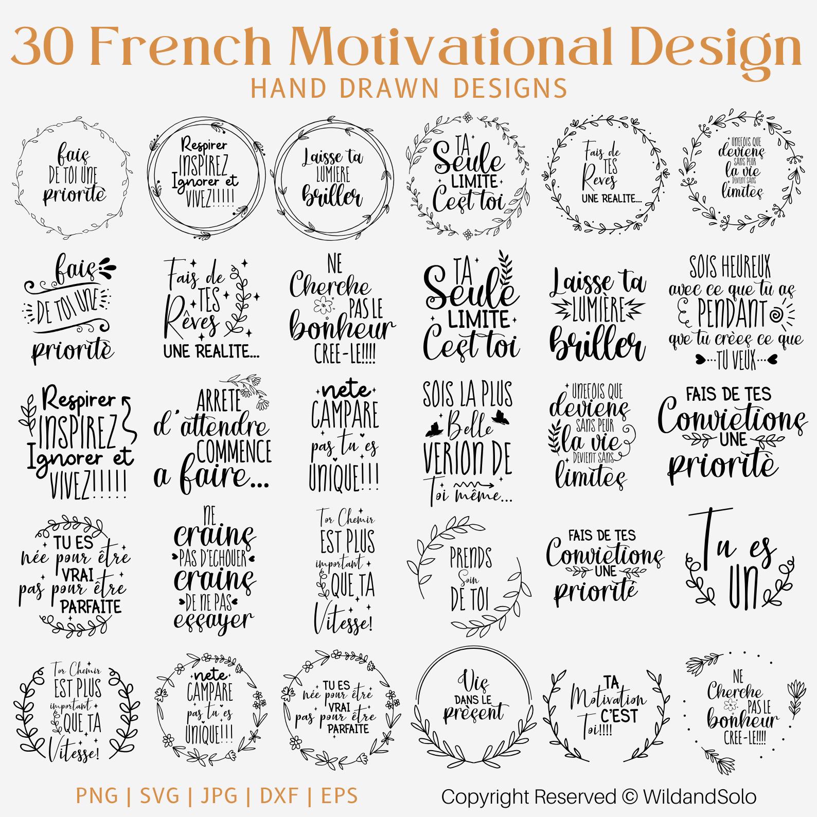 30 French Motivational Svg Bundle, French Design, French Saying, Quotes ...