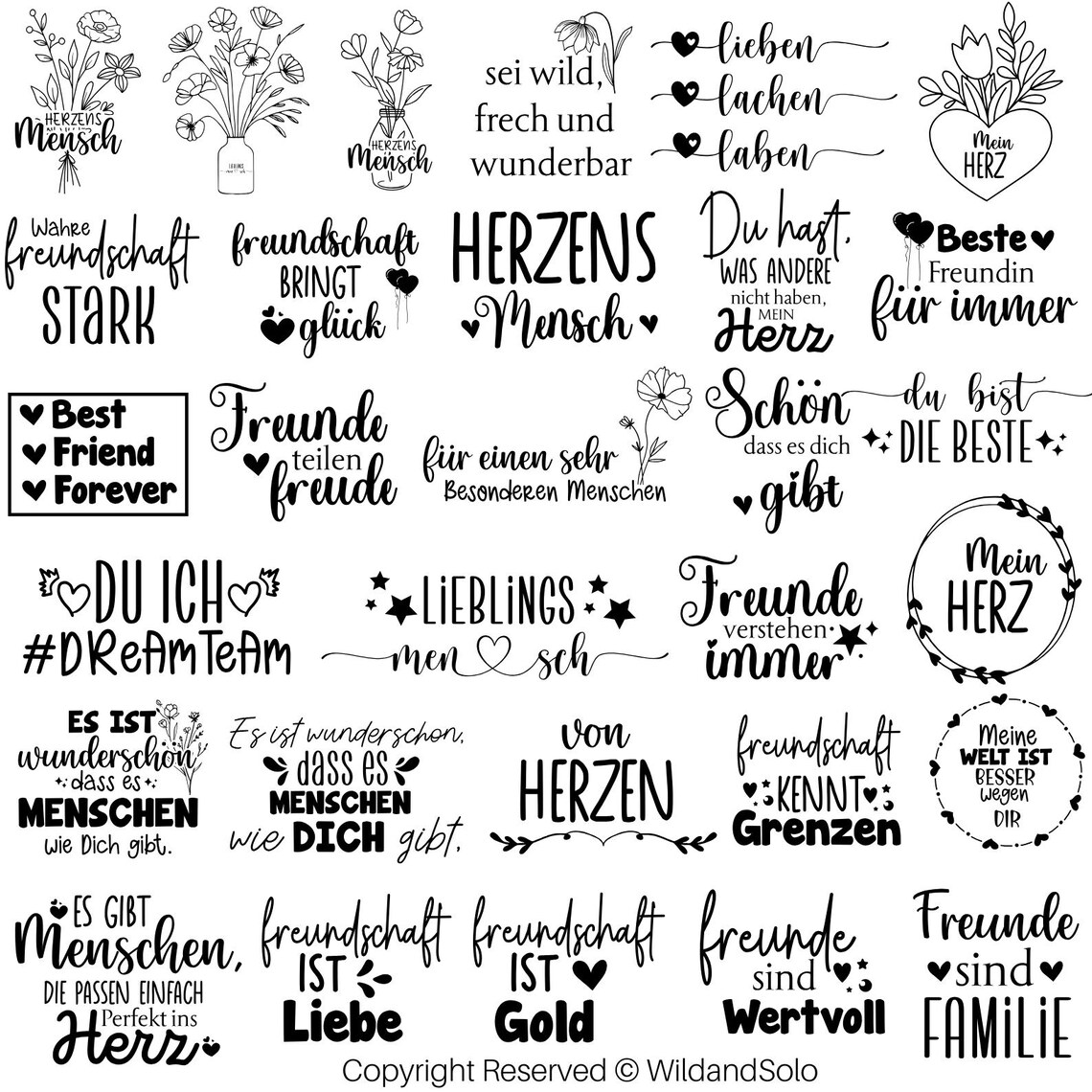 German Plotter File Best Friend, German Svg Bundle, Friendship Design ...