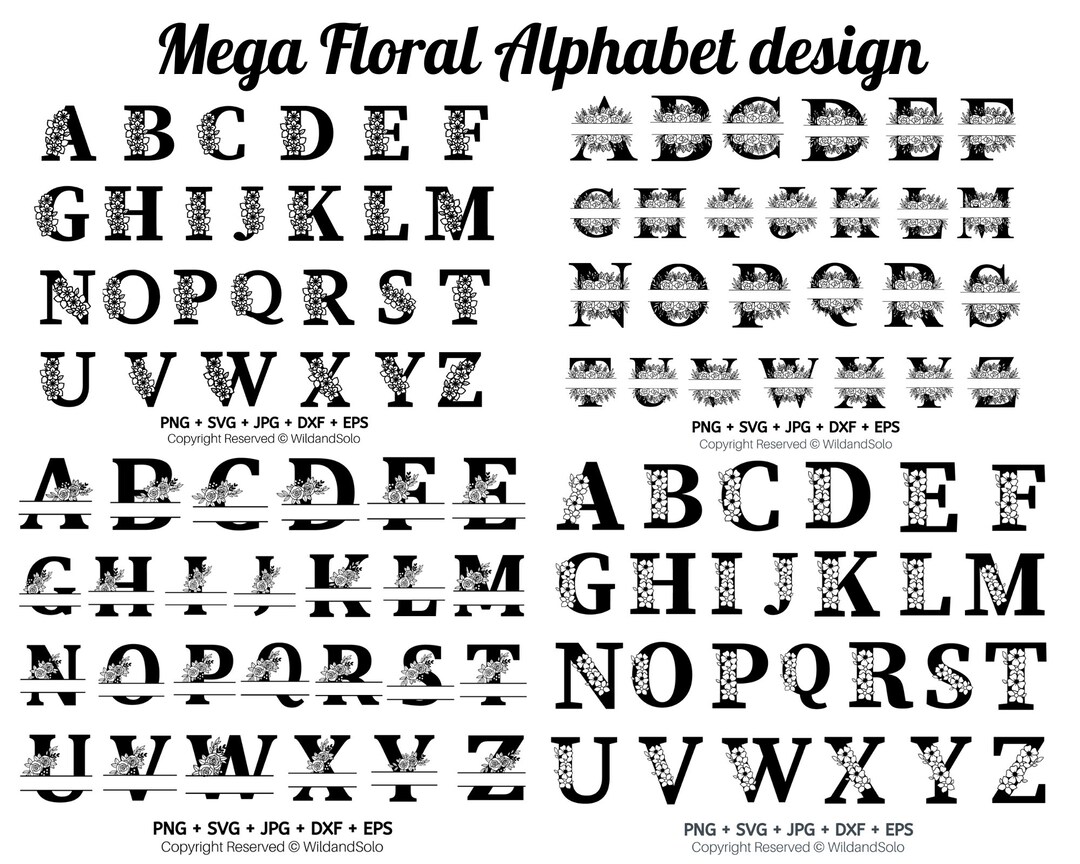 Floral Alphabet SVG, Monogram Letter A-Z, Botanical Alphabet Svg ...
