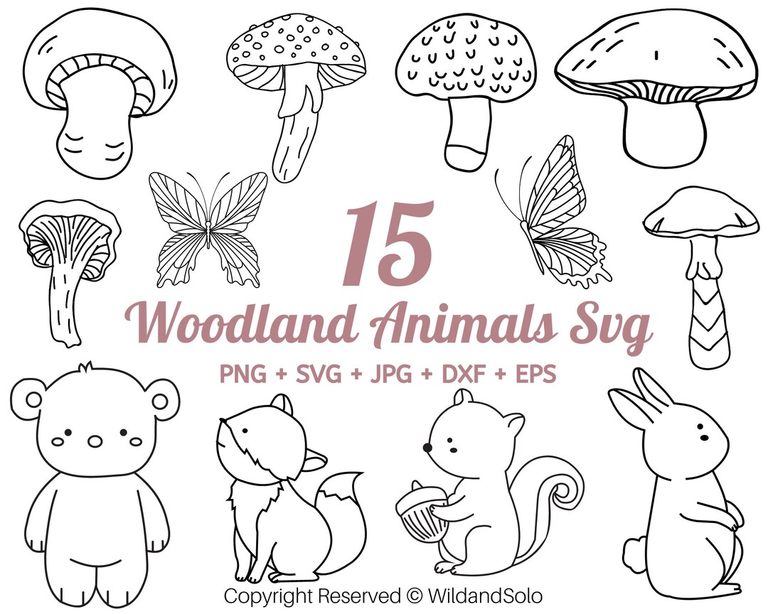 15 Woodland Animals Bundle Svg, Animal Doodle Svg Bundle, Safari ...