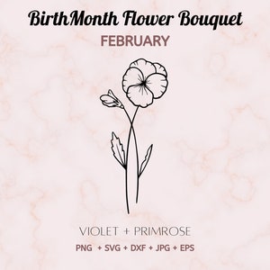 Birthmonth Svg , February Flower, Violet Svg, Flower Svg, Birth Flower ...