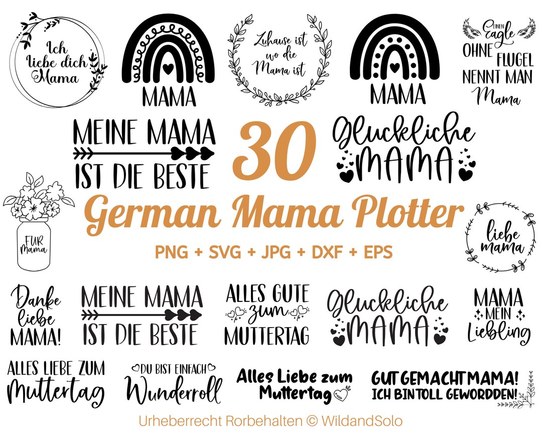 30 German Mama Plotter File Alles Liebe Zum Muttertag Mama - Etsy