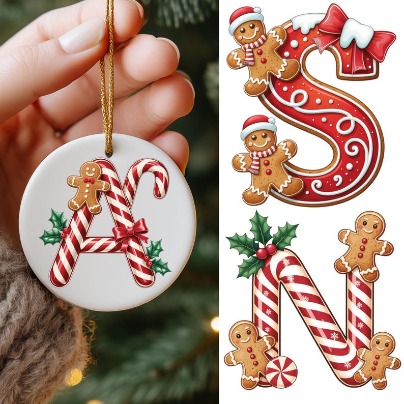 Christmas Ornaments Alphabet PNG | Candy Cane Letters Clipart ...