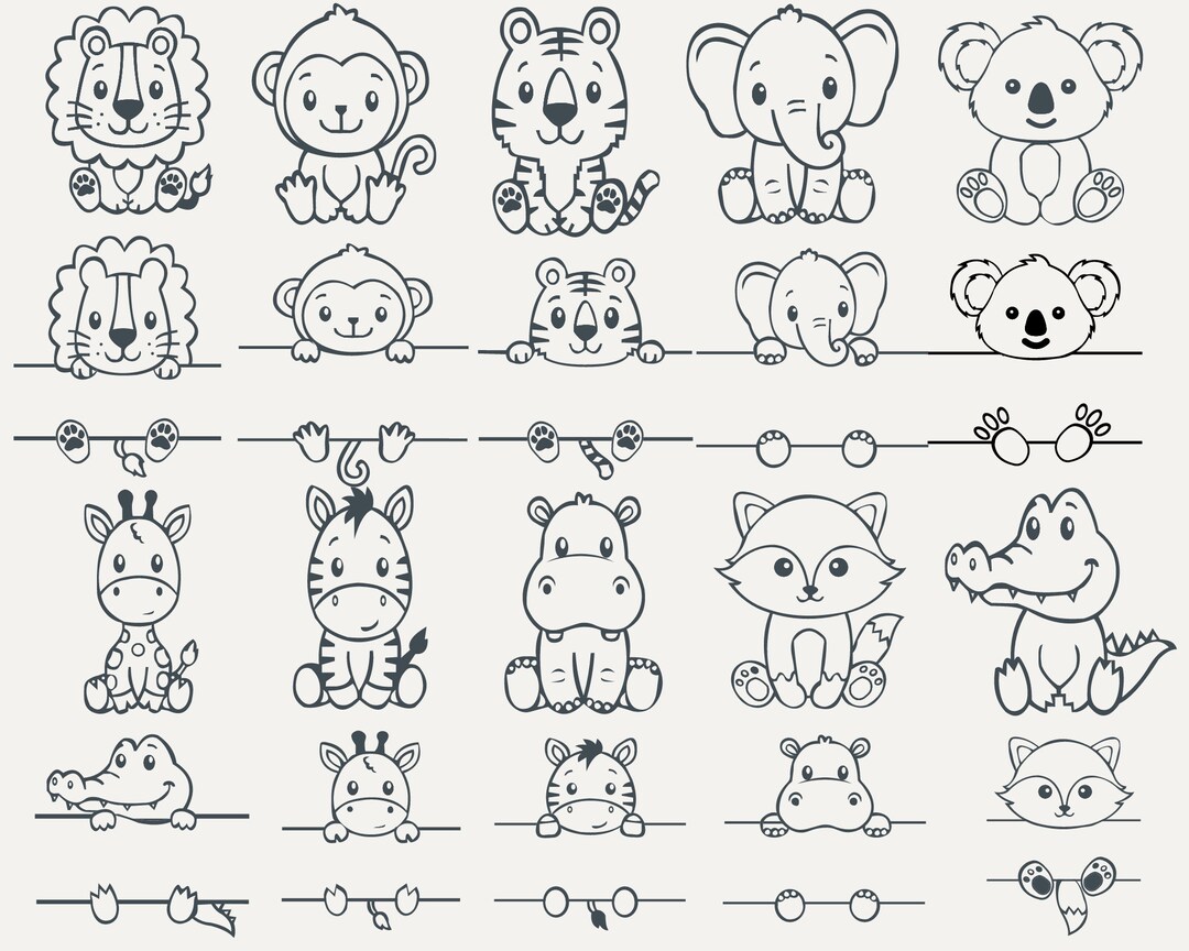 Safari Tiere Umriss SVG Split Safari Tiere Umriss Schüler - Etsy.de