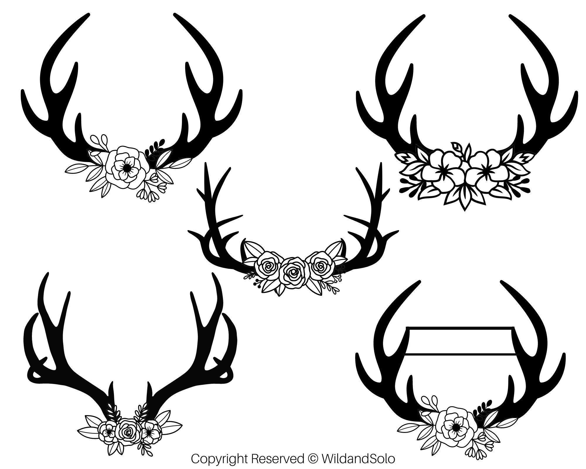 Floral Deer Antlers Svg Bundle Transparent Antler Cut Files - Etsy