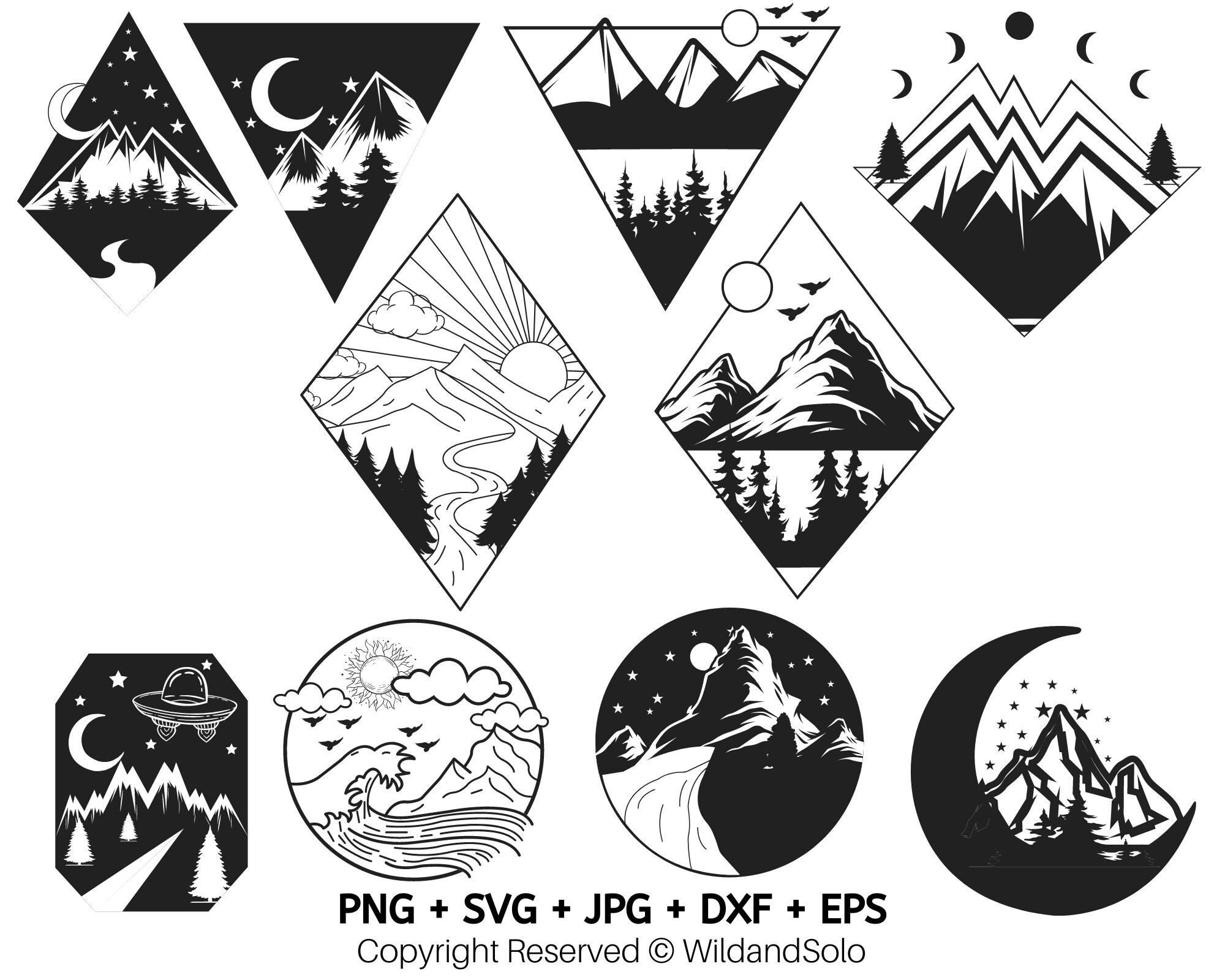 10 Geometric Mountain Svg Bundle Camping Svg Camping - Etsy