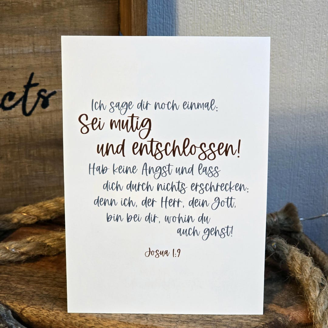 Set | Sei mutig und entschlossen | Josua 1:9 | Christliche Postkarte ...