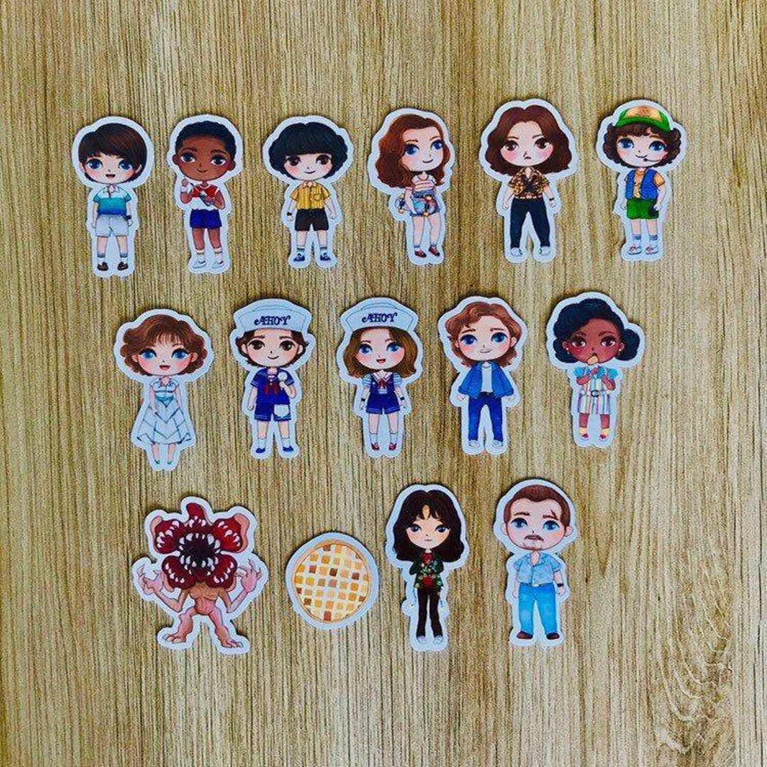 Series Stickers Sheet Based on the 80s, Upside Down, Mike, Will ...