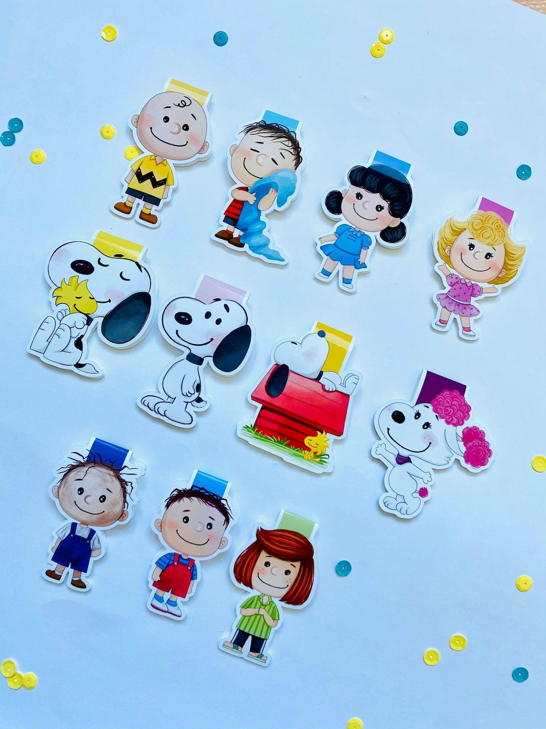 Magnetic Bookmark Snoopy, Charlie Brown, Woodstock, Linux Van Pelt, Pig ...