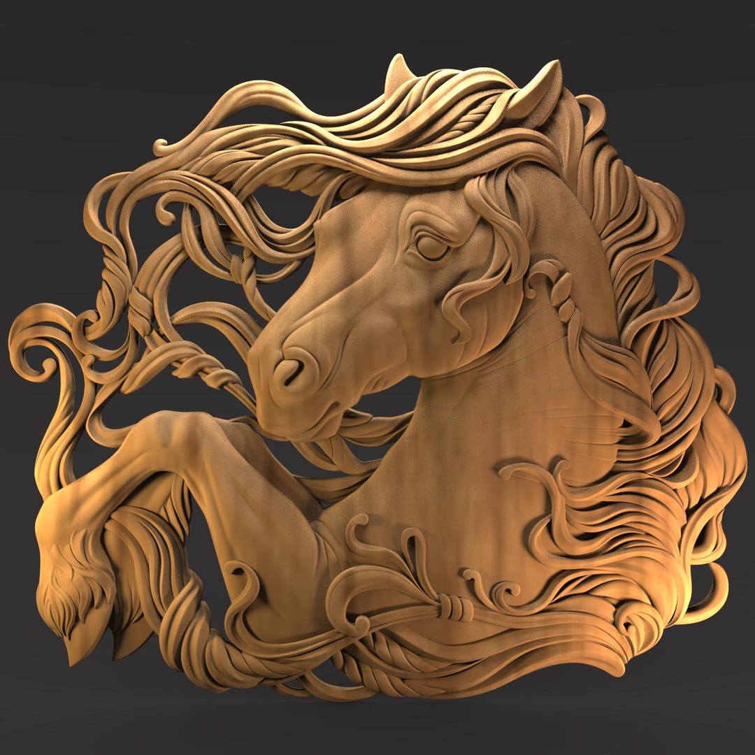 Detailed Horse Head CNC 3D Model | STL, Vcarve/aspire, G-codes ...