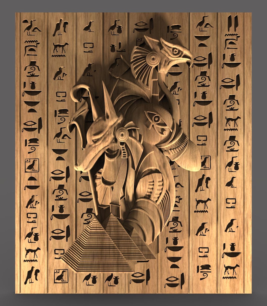 Ancient Egyptian Gods Anubis and Horus Relief CNC Model - STL and ...
