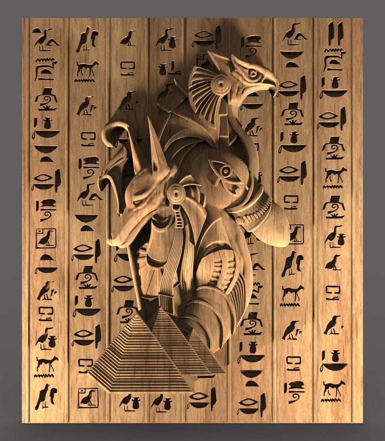Ancient Egyptian Gods Anubis and Horus Relief CNC Model - STL and ...